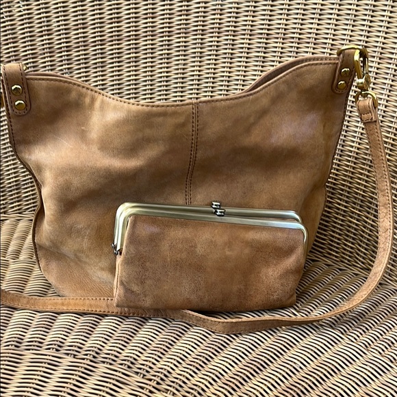 HOBO | Bags | Hobo Slouchy Shoulder Bag Suede Genuine Leather Gold ...